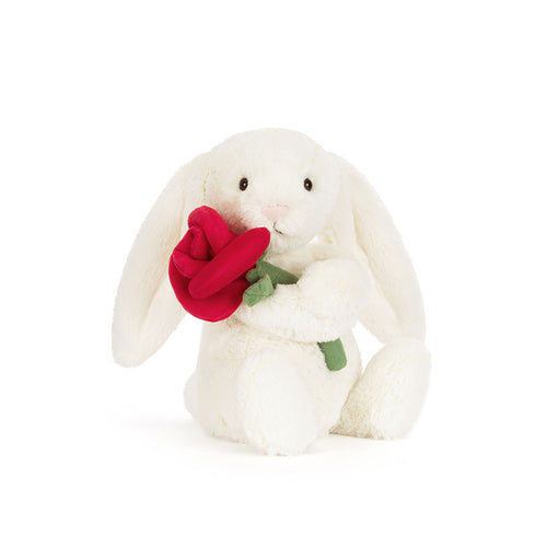 Jellycat Bashful Bunny With Rose Pupu Pehmolelu 31cm